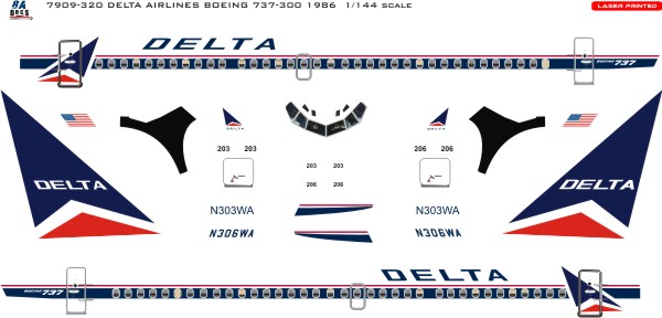 8aDecs.::.Decals Catalogue DELTA BOEING 737-300 1985 DECALSET