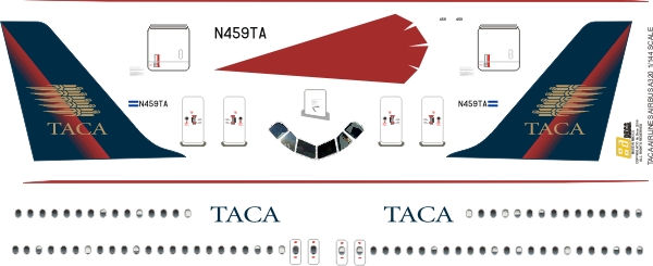 8aDecs.::.Decals Catalogue TACA A320 DECALSET