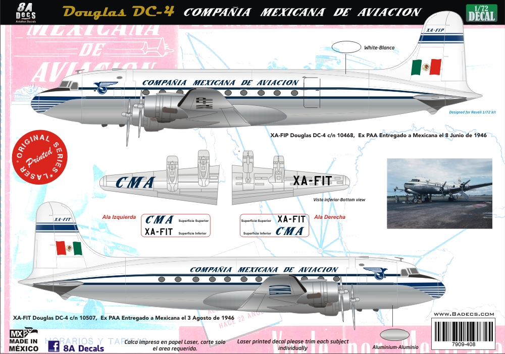8aDecs.::.Decals Catalogue MEXICANA DC-4 V2 1/72