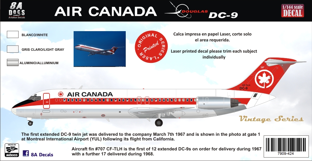 8aDecs.::.Decals Catalogue Air Canada DC-9-30 DECALSET