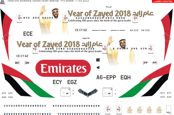 8aDecs.::.Decals Catalogue EMIRATES BOEING 777-300 ZAYED LIVERIE