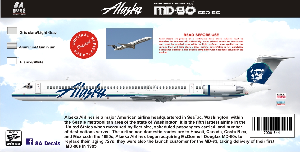 8aDecs.::.Decals Catalogue MD 80 SERIES ALASKA AIRLINES DECALSET