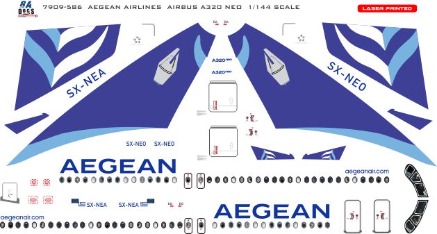 8aDecs.::.Decals Catalogue AEGEAN 2020 LIVERIE A320 NEO 1/144 DECALSET