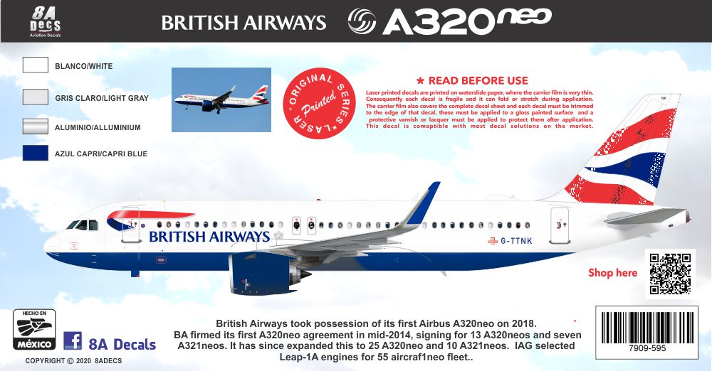 8aDecs.::.Decals Catalogue BRITISH AIRWAYS A320 NEO 1/144