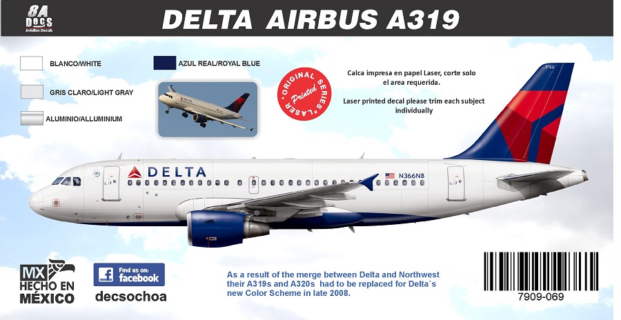 8aDecs.::.Decals Catalogue Delta Airbus A319 decalset