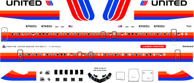 8aDecs.::.Decals Catalogue UNITED BOEING 727-200 DECALSET
