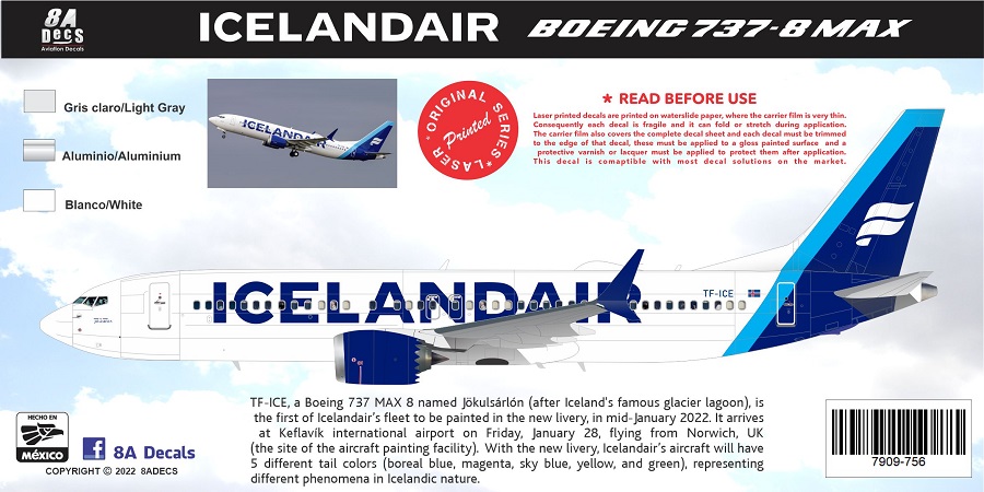 8aDecs.::.Decals Catalogue ICELANDAIR 2022 COLORS