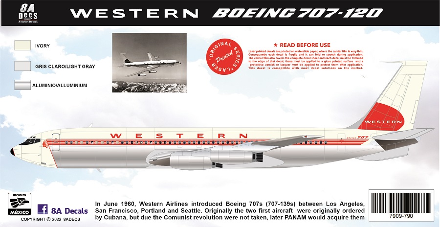 8aDecs.::.Decals Catalogue WESTERN BOEING 707-120 DECALSET